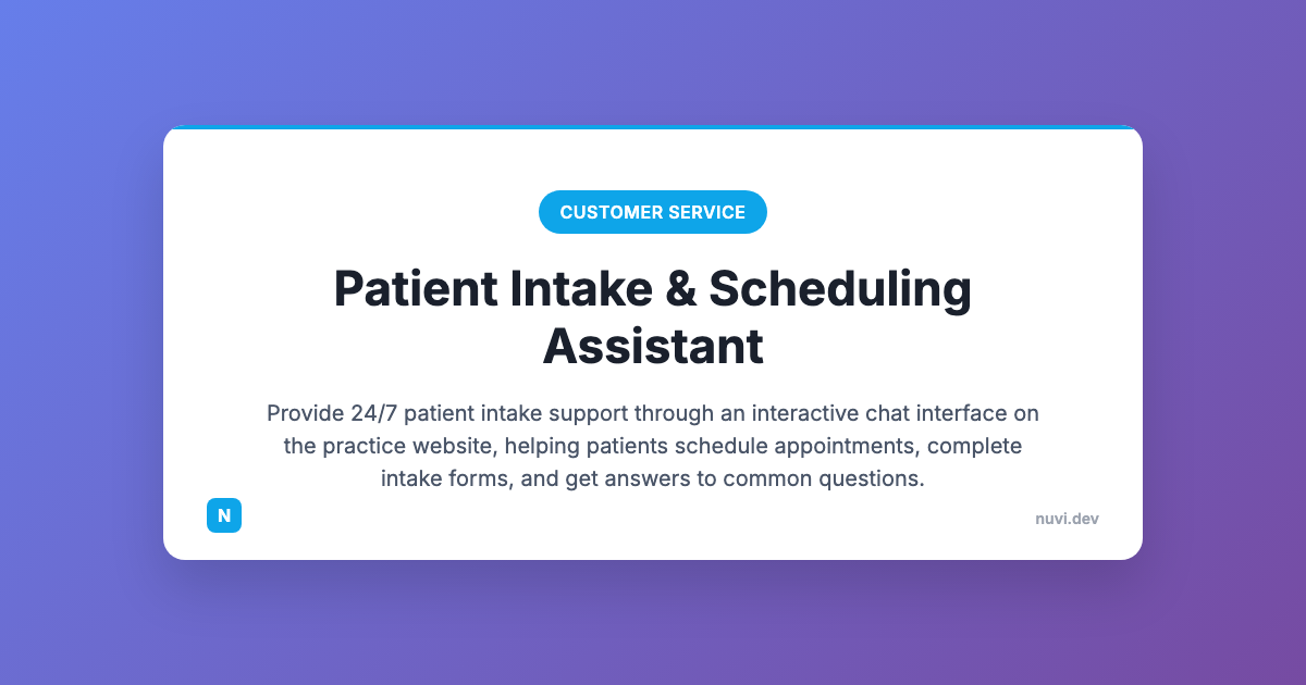 Patient Intake & Scheduling Assistant - AI Agent Template | nuvi